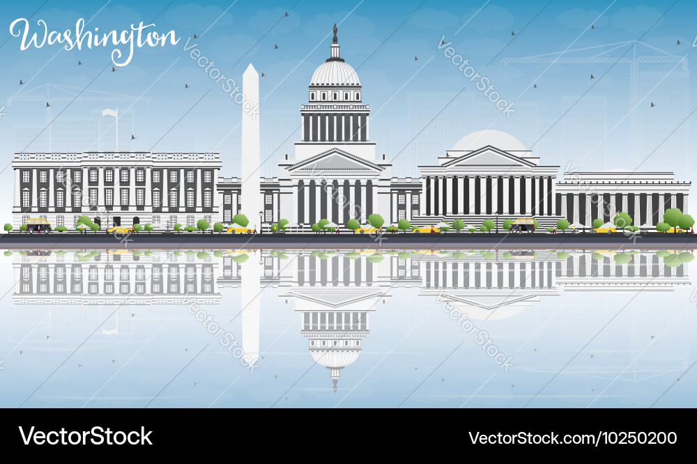 Washington dc skyline with gray buildings Vector Image