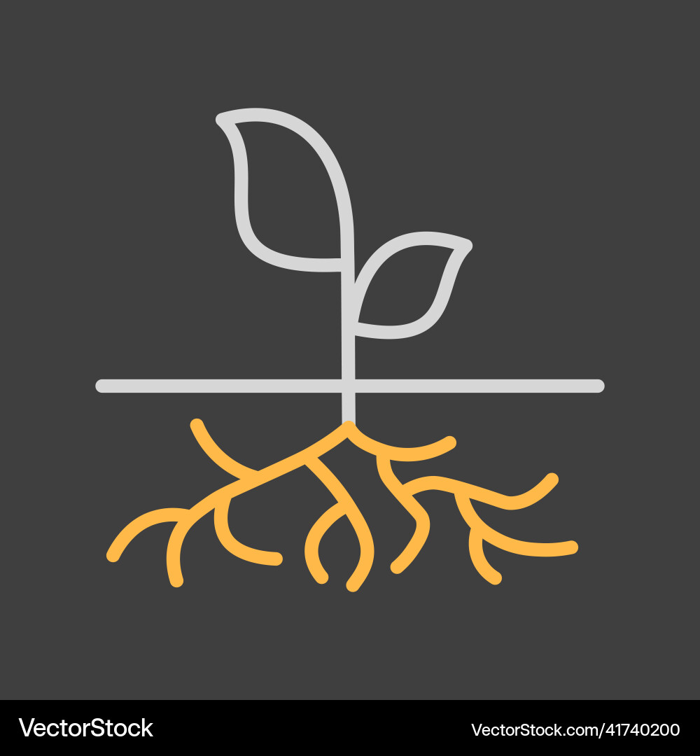 Young green plant with strong roots visible icon Vector Image