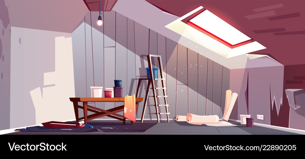 Attic repair renovation garret loft Royalty Free Vector