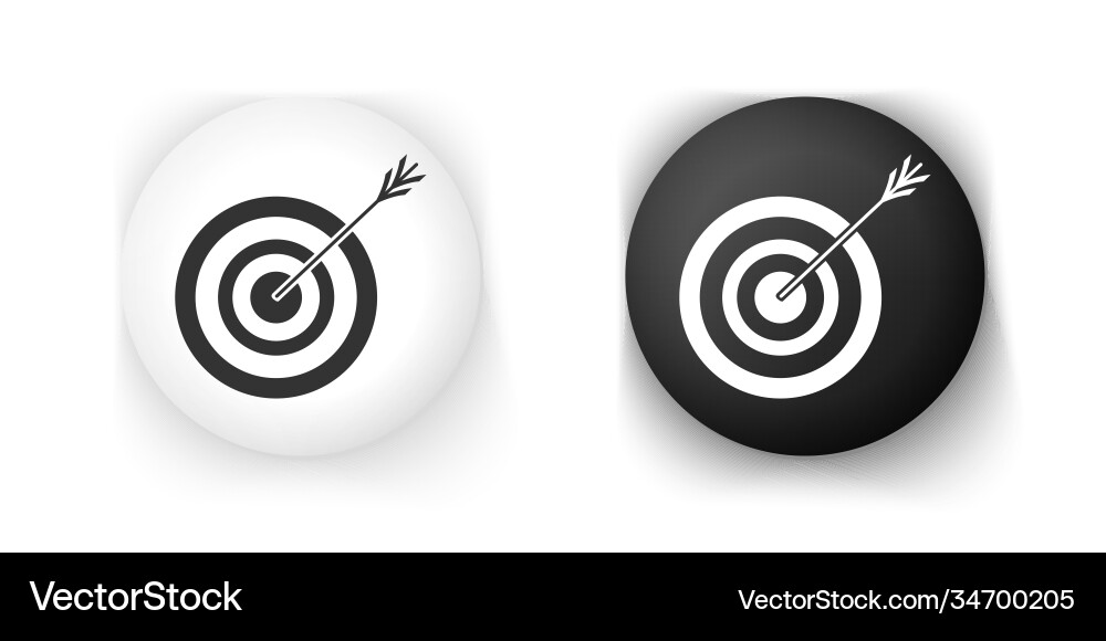 Black and white target with arrow icon isolated Vector Image