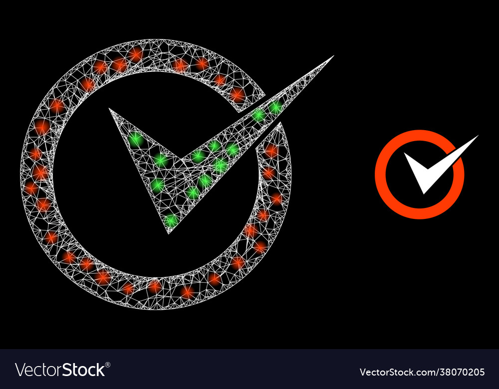 Bright mesh checkbox circle with glare Royalty Free Vector