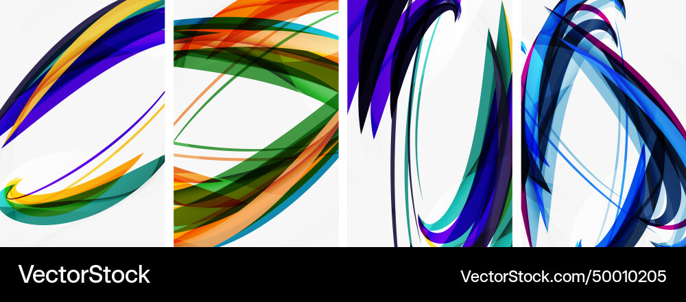 Colorful wave lines poster set for wallpaper Vector Image