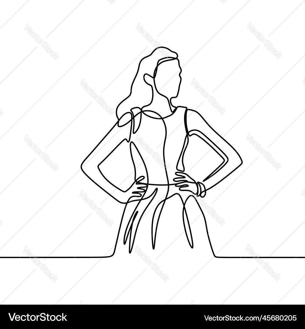 Cute girl one continuous line art drawing Vector Image