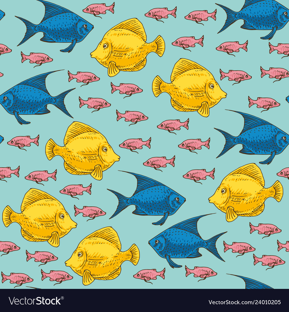 Exotic fish seamless pattern Royalty Free Vector Image