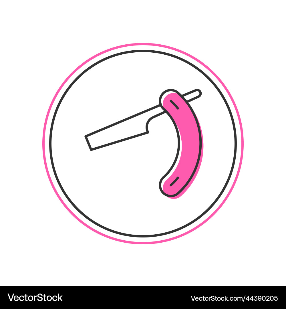 Filled outline straight razor icon isolated Vector Image