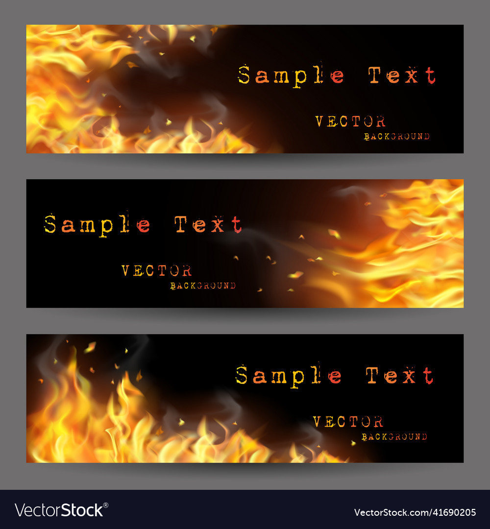 Fire flame banners set Royalty Free Vector Image