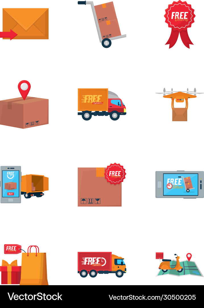 Free delivery over white background flat colorful Vector Image