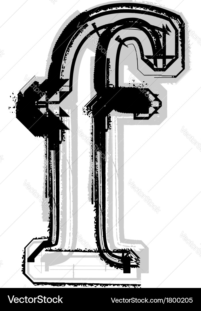 Grunge font letter f Royalty Free Vector Image