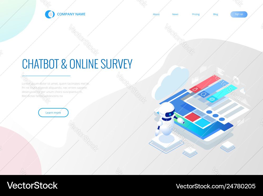 Isometric chat bot and online survey online exam Vector Image