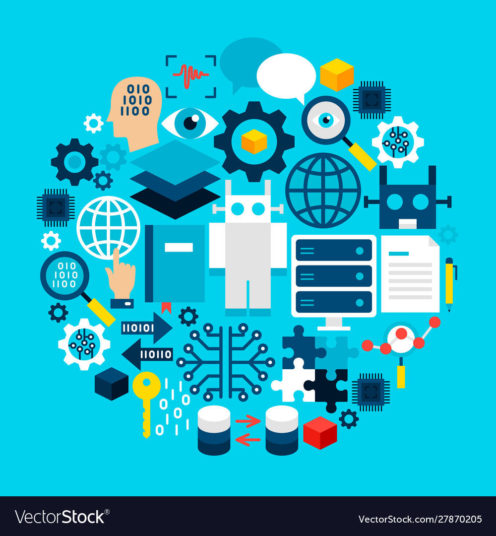 Robotics circle concept Royalty Free Vector Image