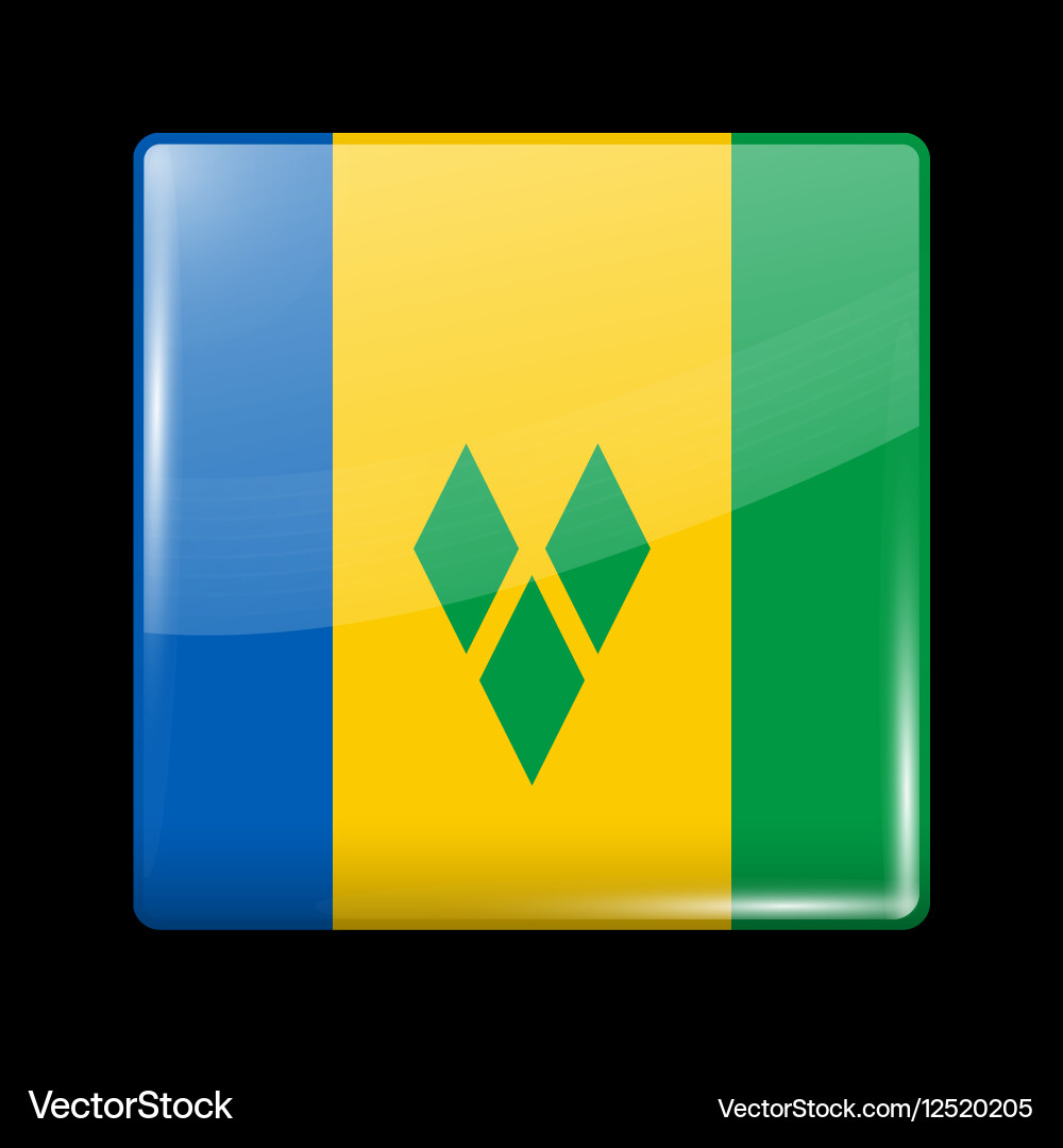 Saint vincent and grenadines glossy square icon Vector Image
