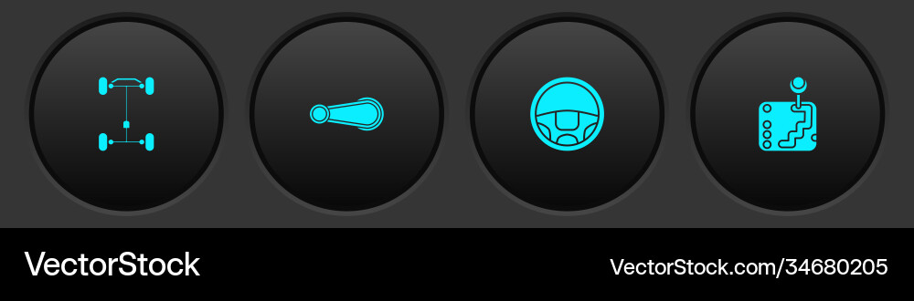 Set chassis car car door handle steering wheel Vector Image