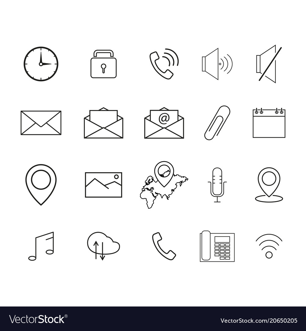 Set of interface line icons Royalty Free Vector Image