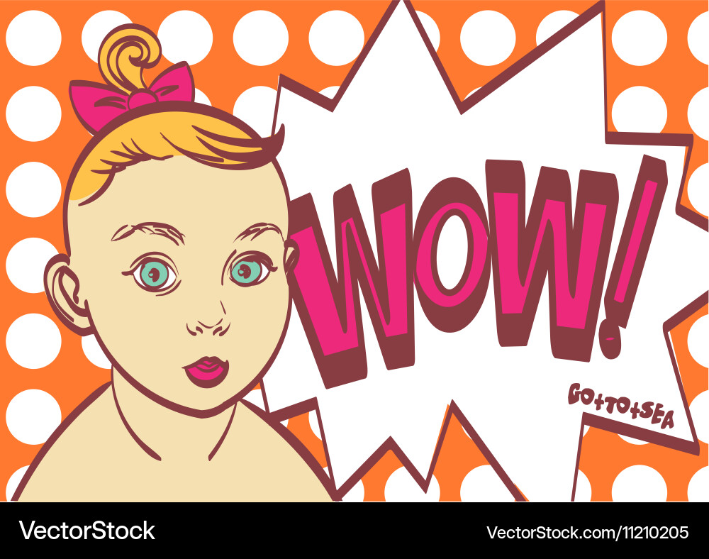 Wow pop art poster with child eps 10 Royalty Free Vector