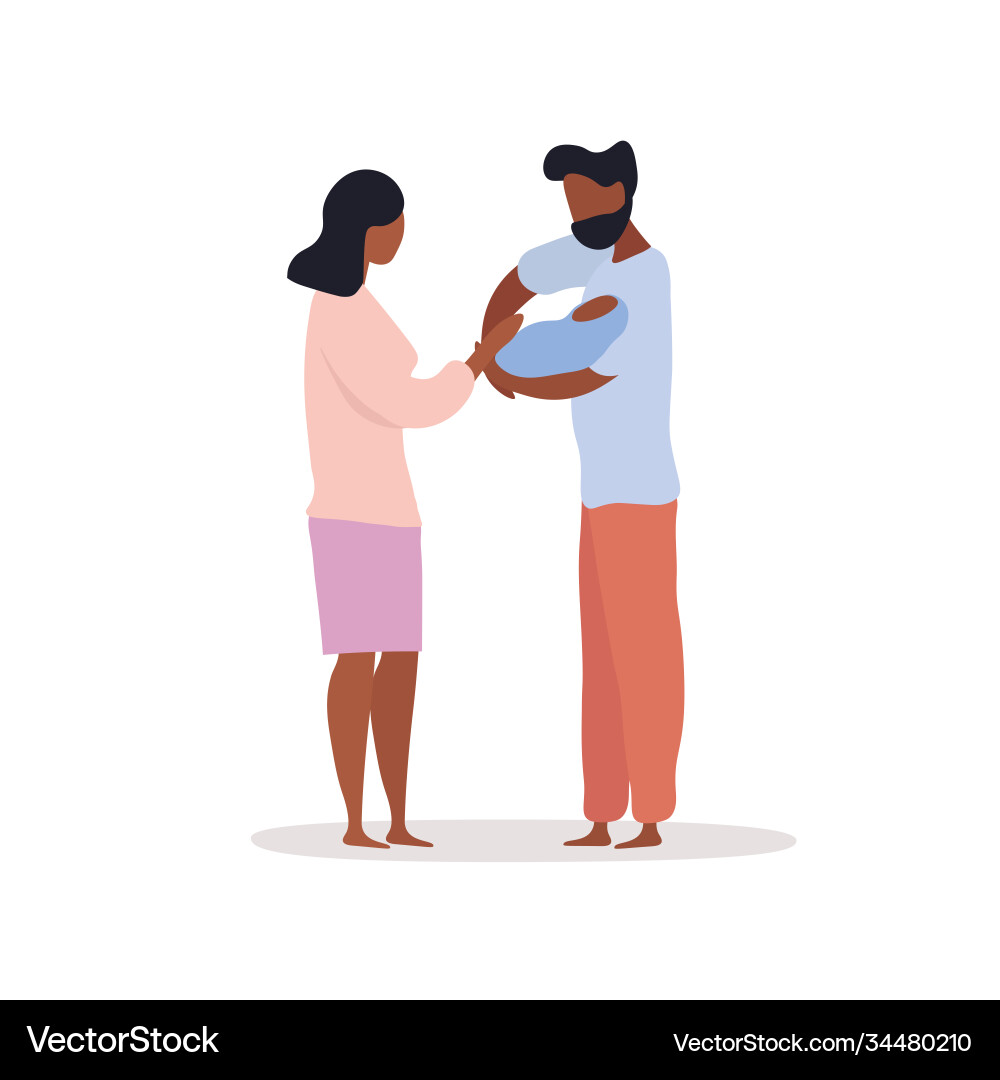 04 couple holding their baby Royalty Free Vector Image