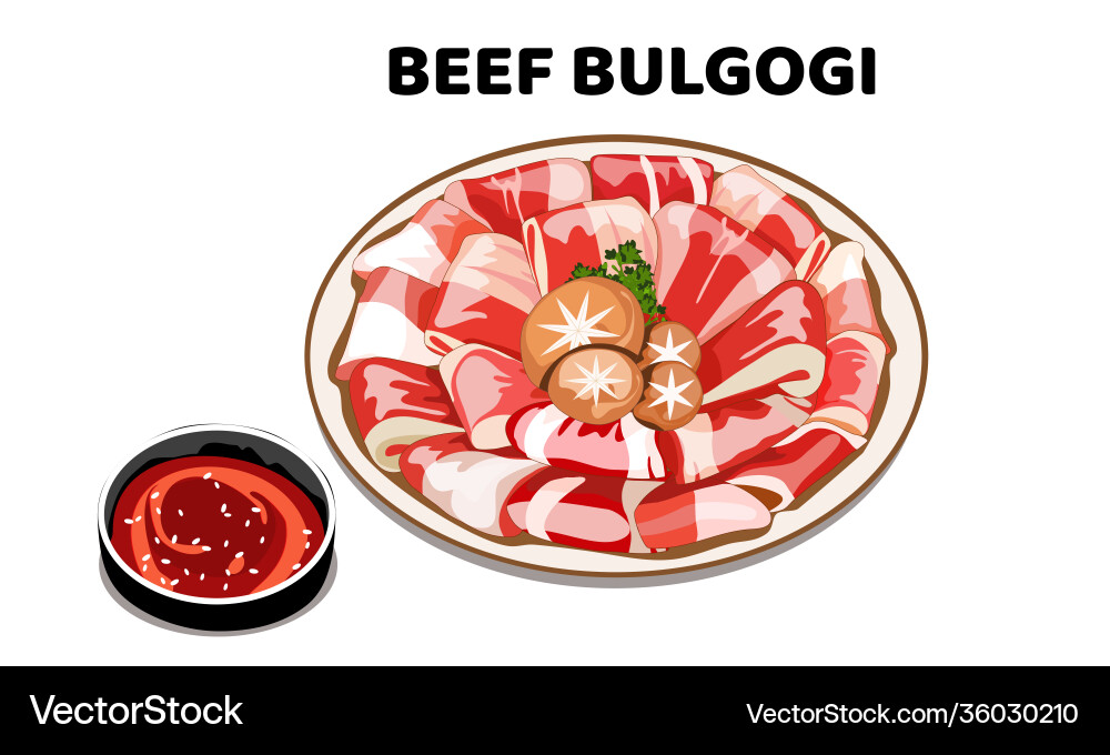 A dish beef sliced bulgogi with sauce Royalty Free Vector