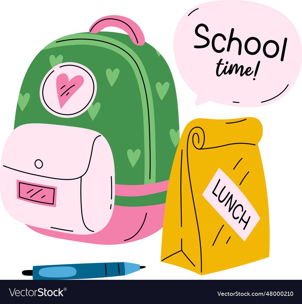Backpack school composition Royalty Free Vector Image