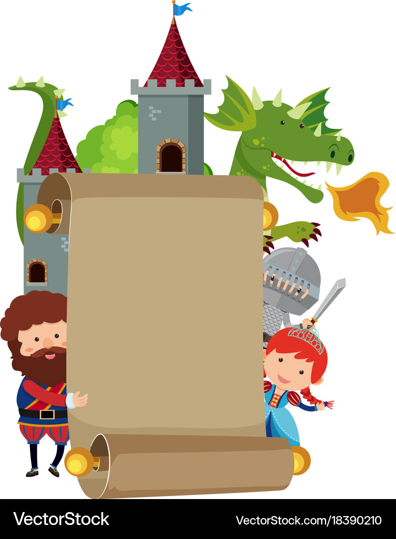 Banner template with fairytale characters Vector Image