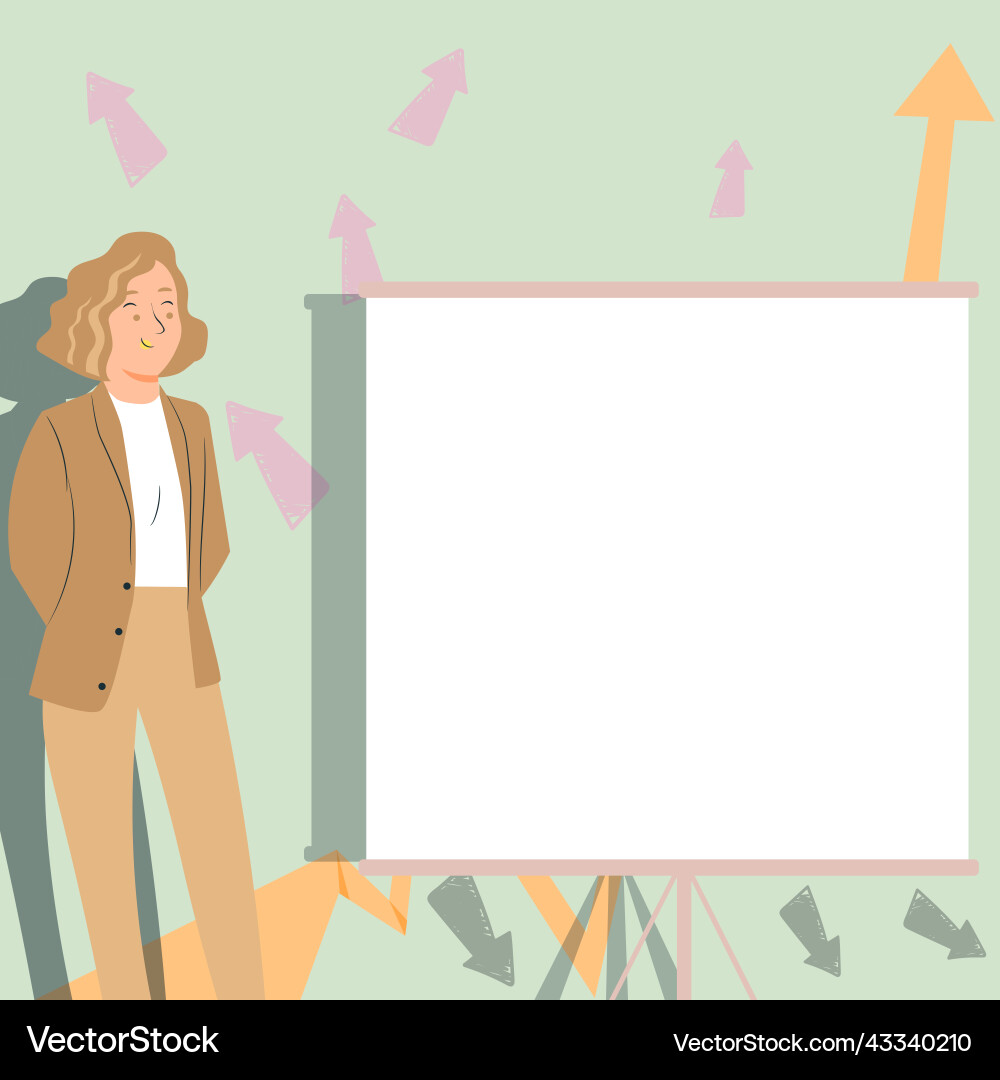 Businesswoman presenting important messages Vector Image