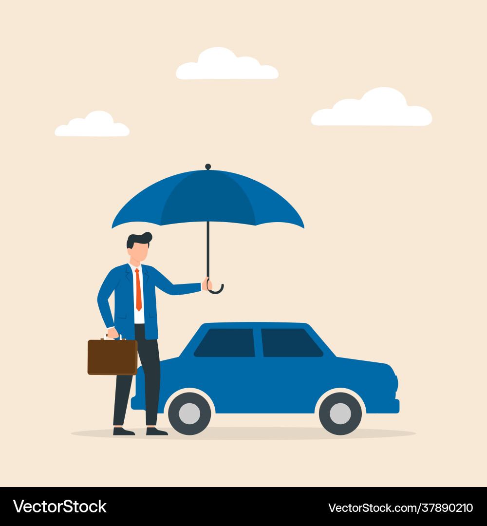 Car insurance concept umbrella that protects Vector Image
