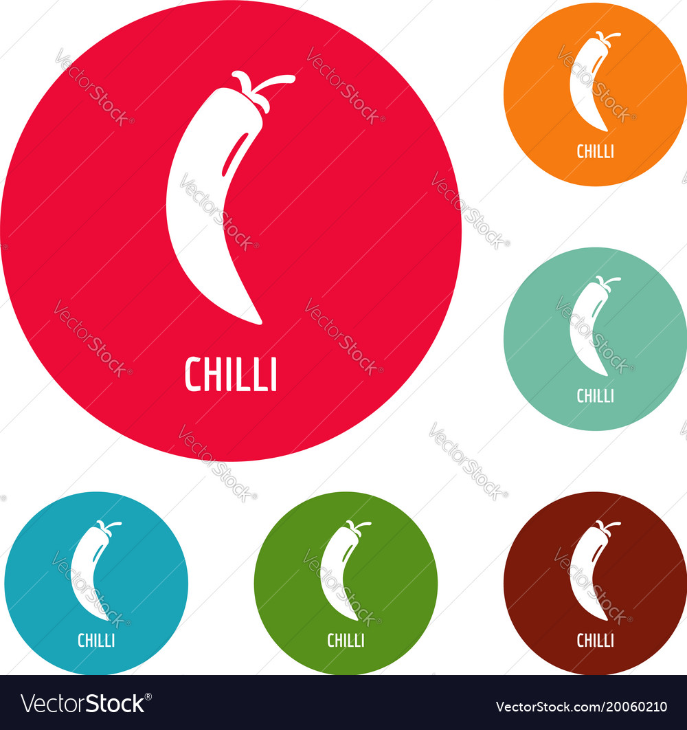Chilli pepper icons circle set Royalty Free Vector Image