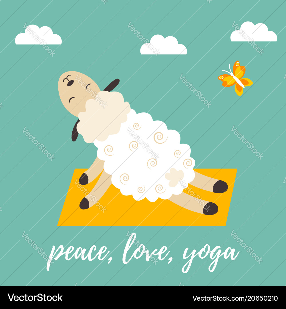 Cute cartoon sheep doing some yoga exercises Vector Image