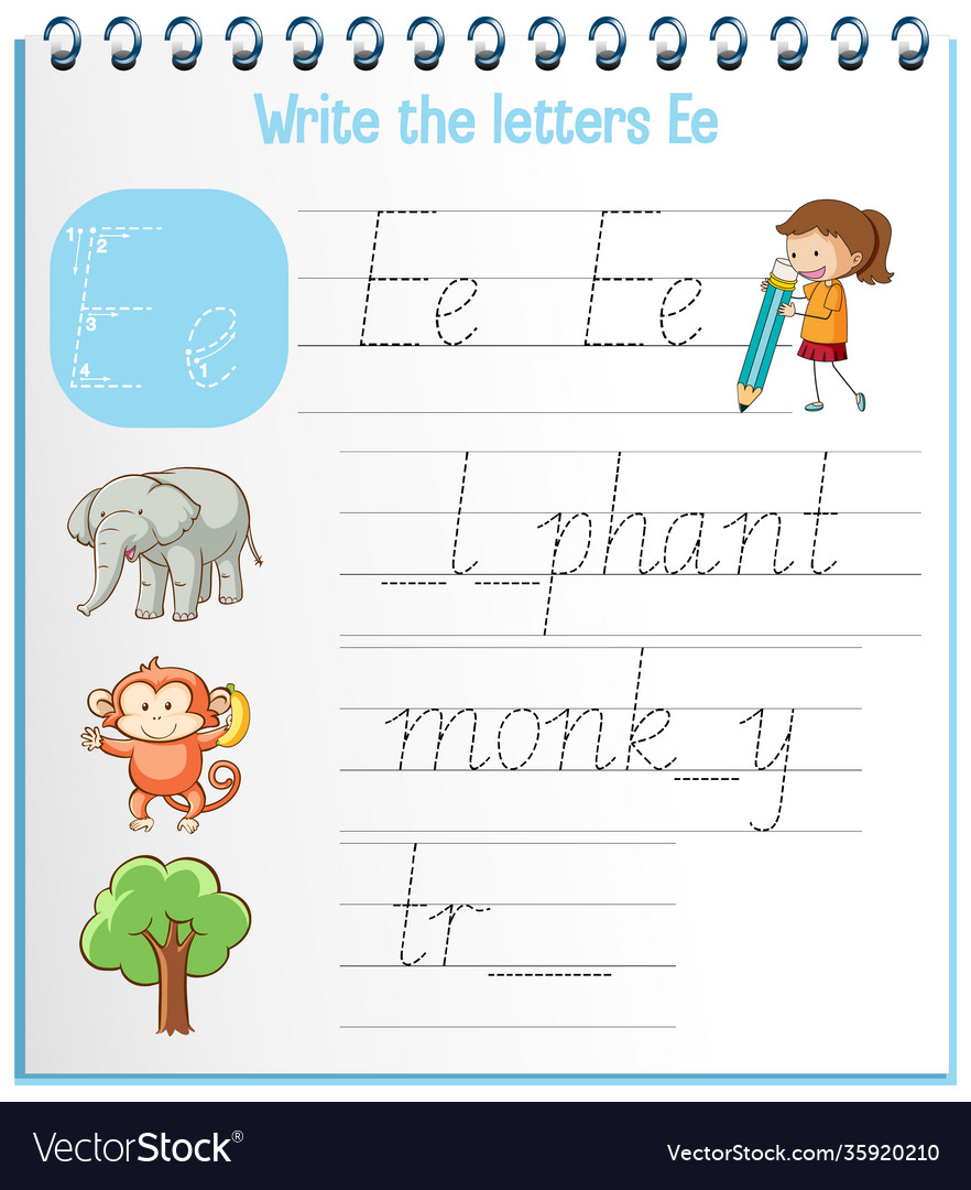 English alphabet tracing worksheets Royalty Free Vector