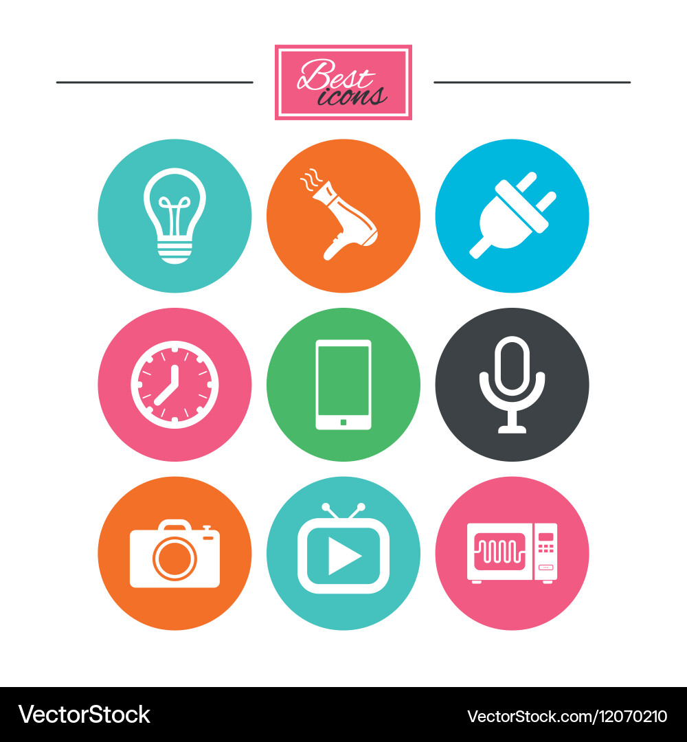 Home appliances device icons electronics sign Vector Image
