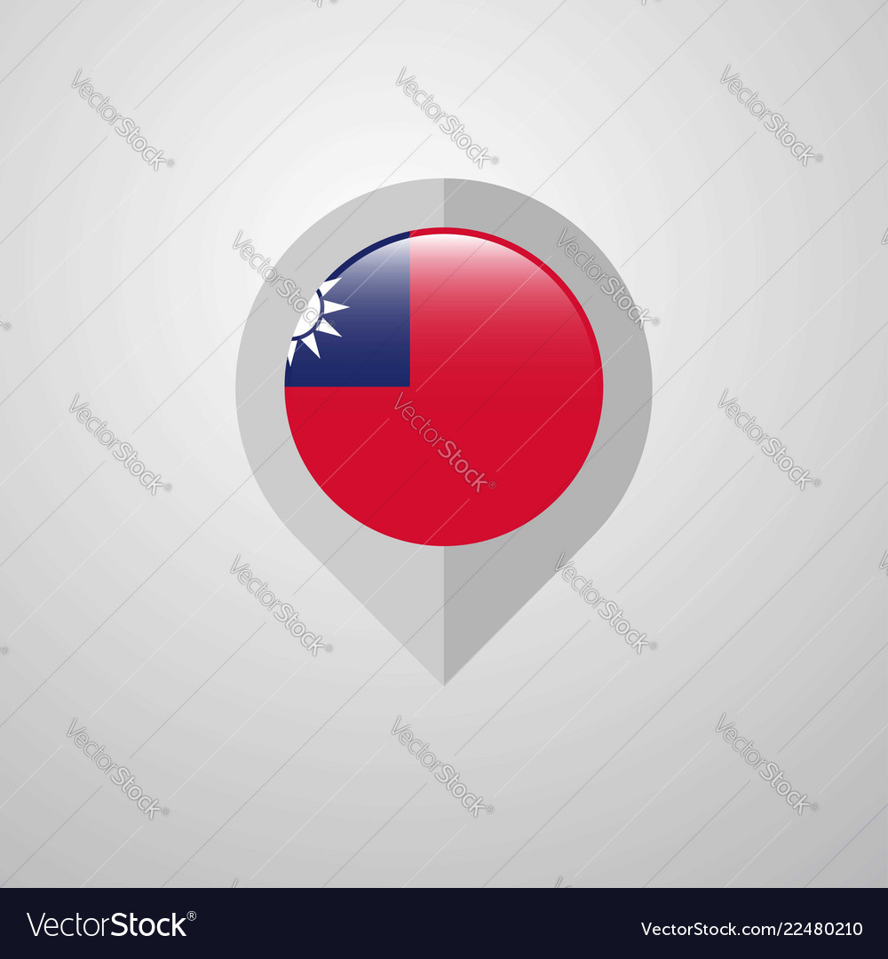 Map navigation pointer with taiwan flag design Vector Image