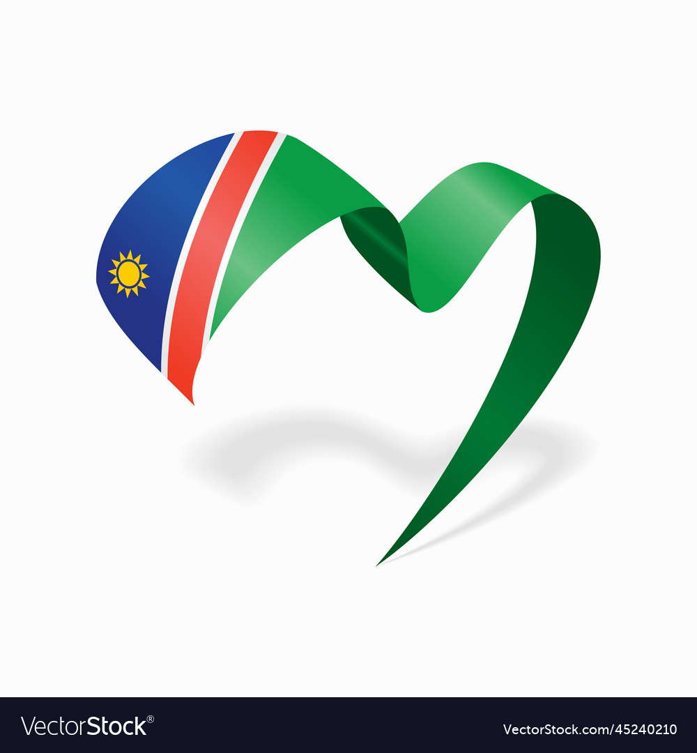 Namibian flag heart-shaped wavy ribbon Royalty Free Vector
