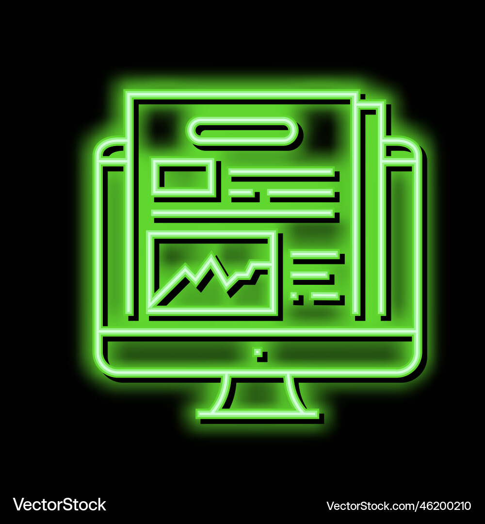 Online financial audit neon glow icon Royalty Free Vector