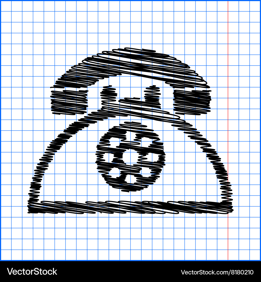 Retro telephone web icon with pen effect on paper Vector Image