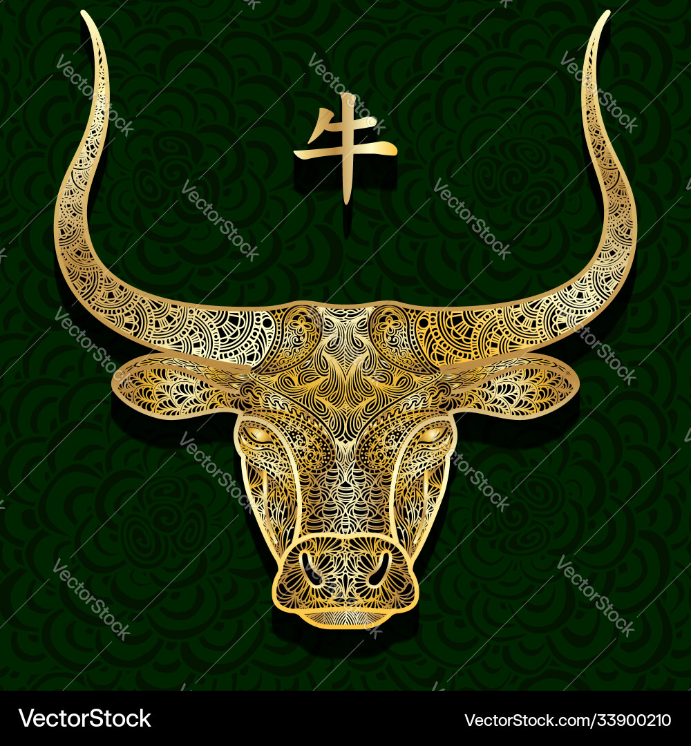 Rich background with golden head bull Royalty Free Vector