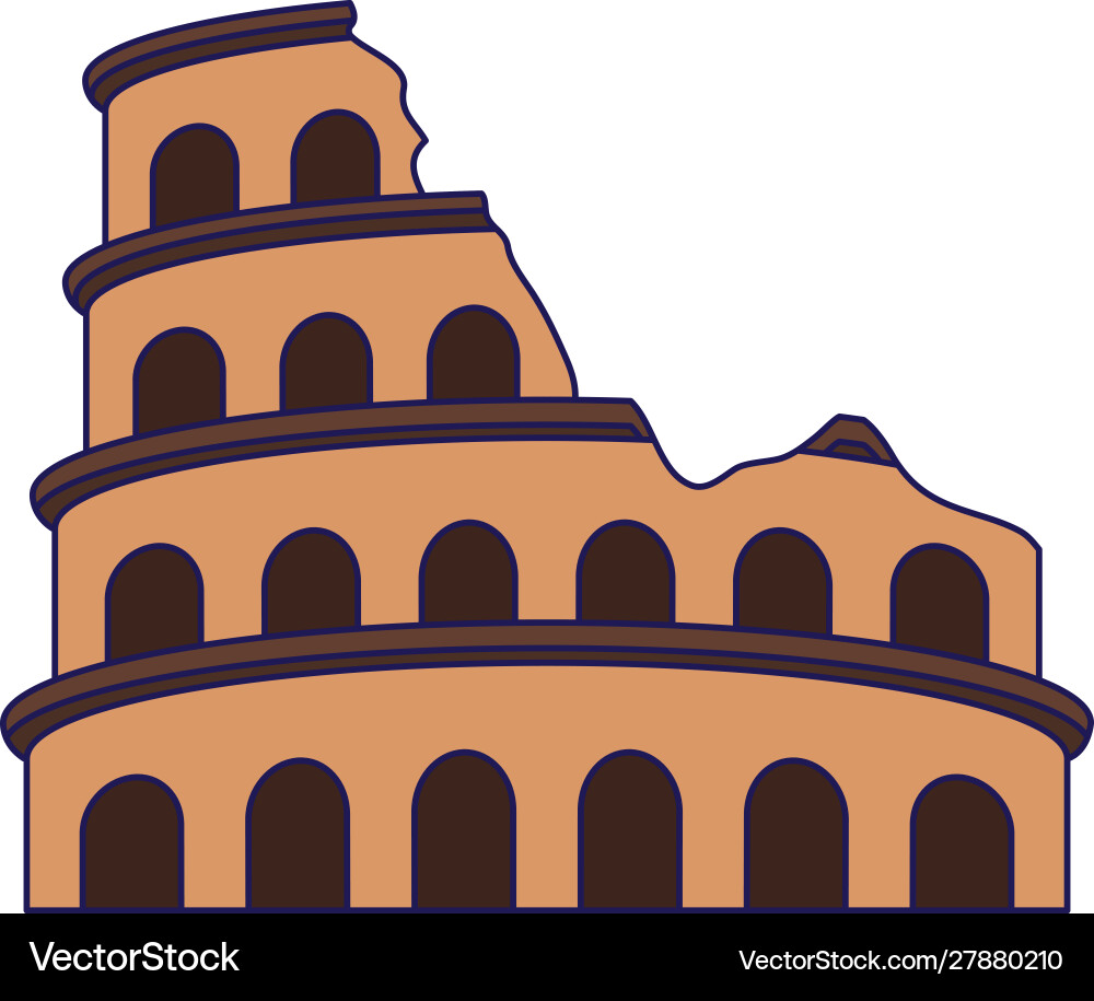 Roman colosseum icon flat design Royalty Free Vector Image