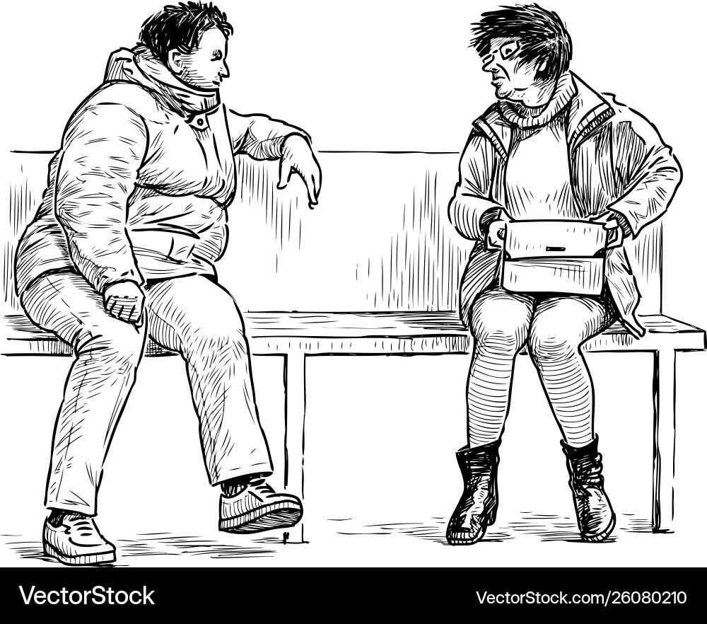 Sketch casual townswomen talking Royalty Free Vector Image