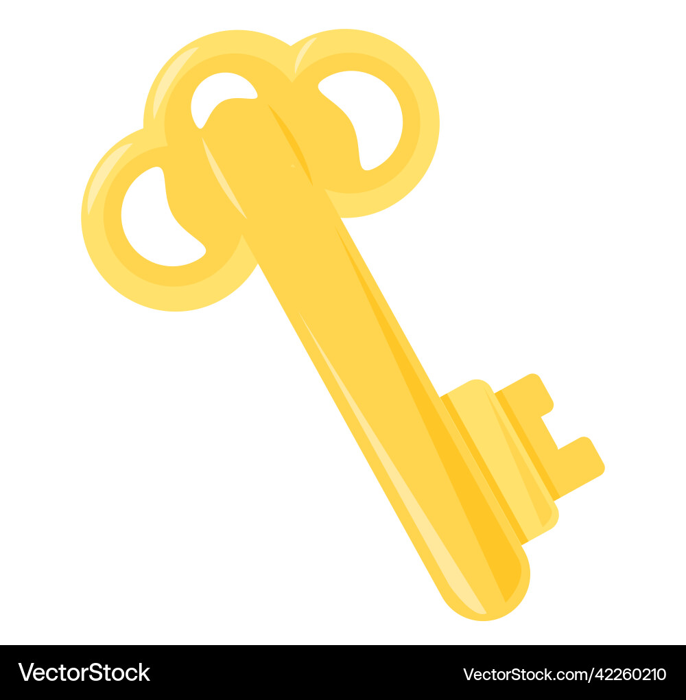 Small cute golden key on a white Royalty Free Vector Image