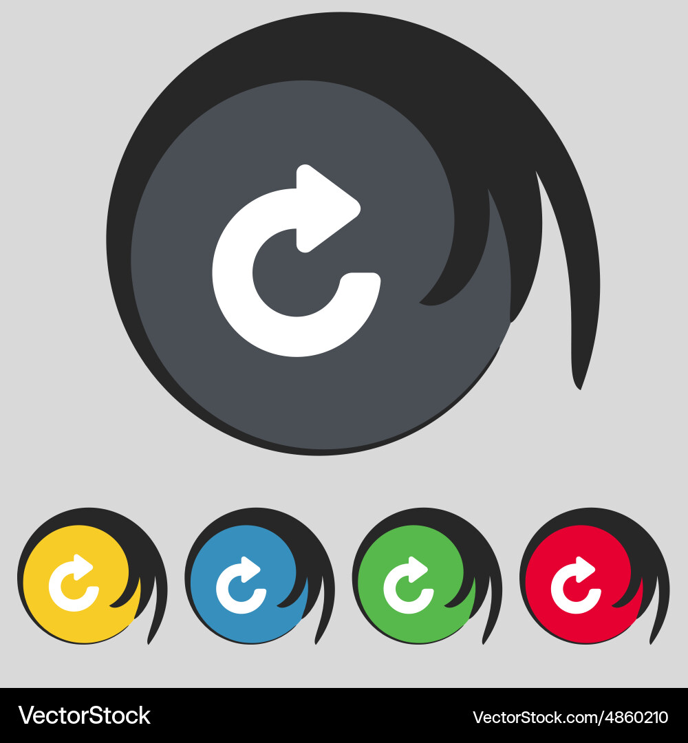 Upgrade arrow icon sign symbol on five colored Vector Image