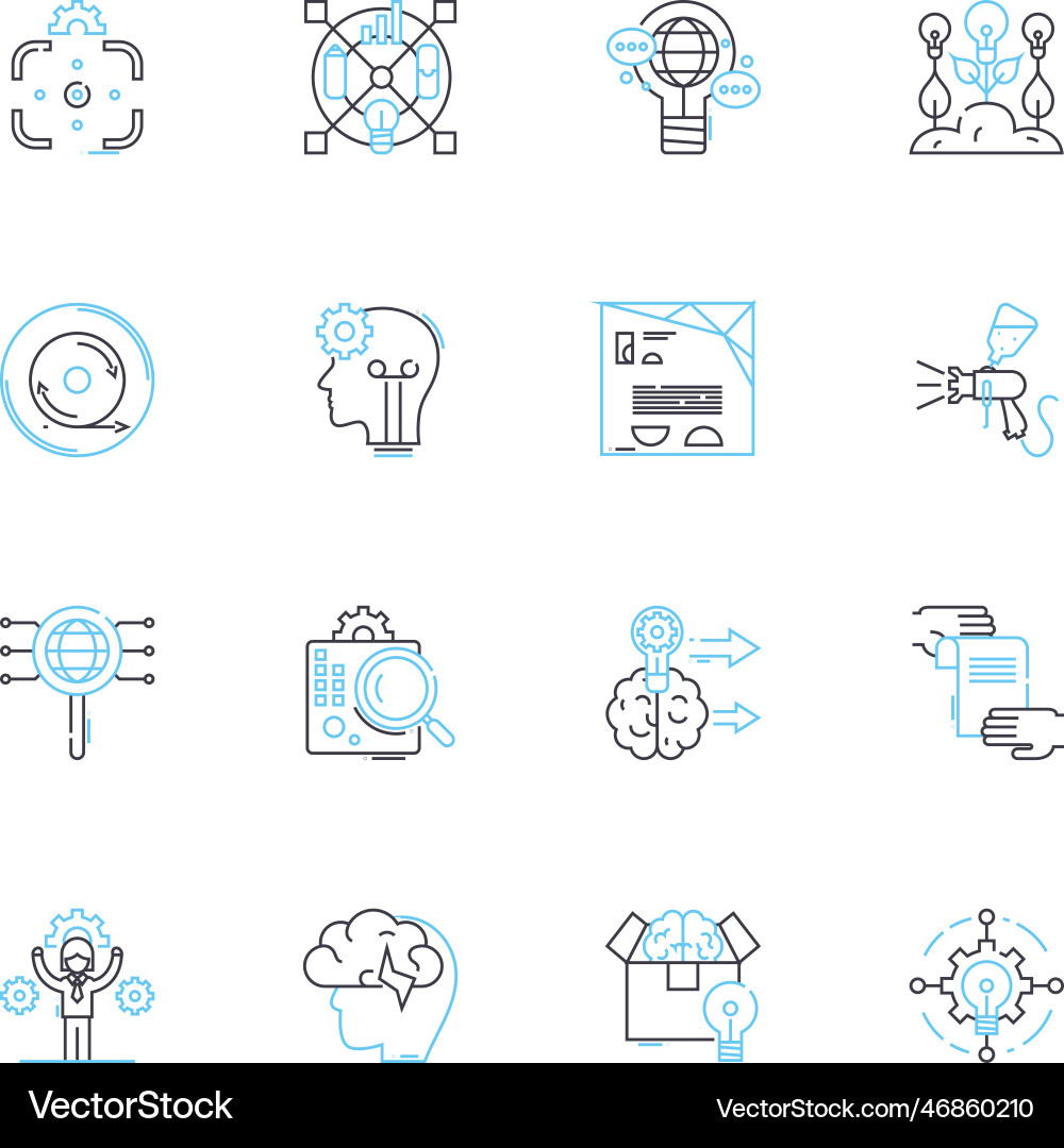 Visual art linear icons set painting sculpture Vector Image
