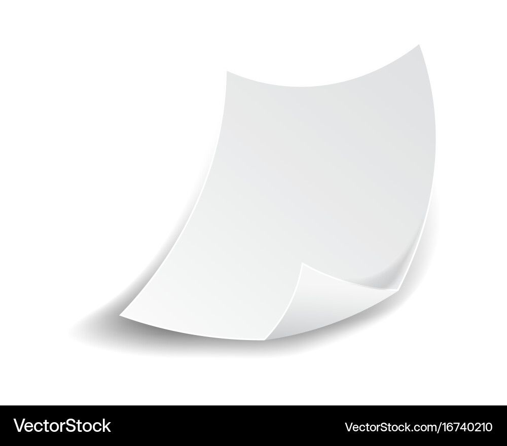 White paper sheet with curved flipped corner Vector Image