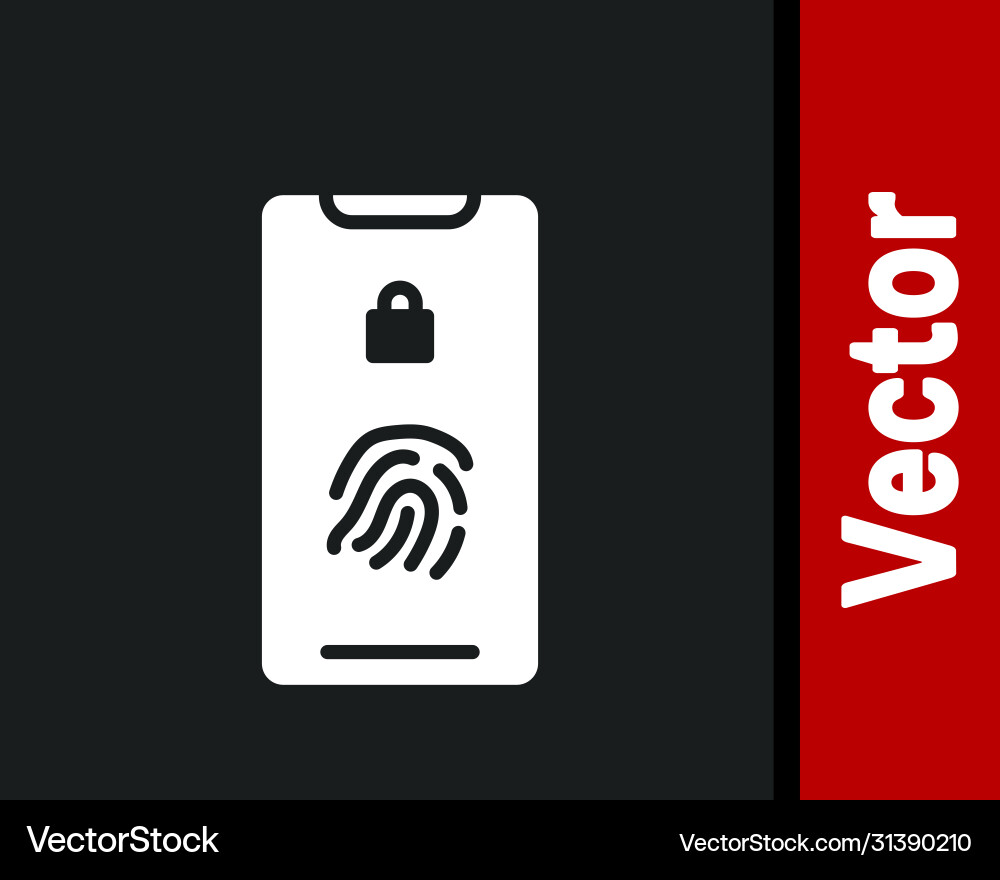 White smartphone with fingerprint scanner icon Vector Image