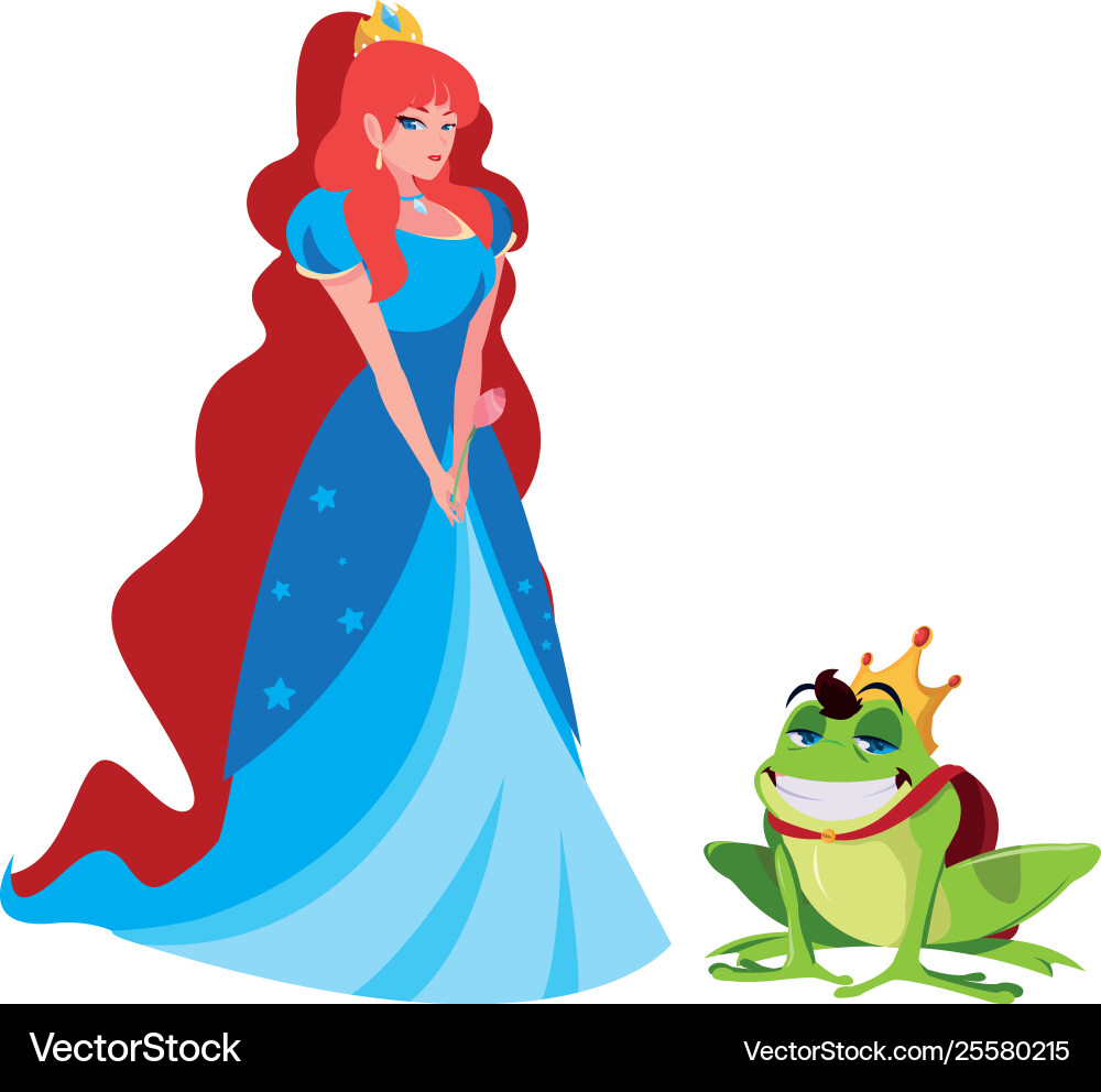Beautiful princess and toad prince tales Vector Image