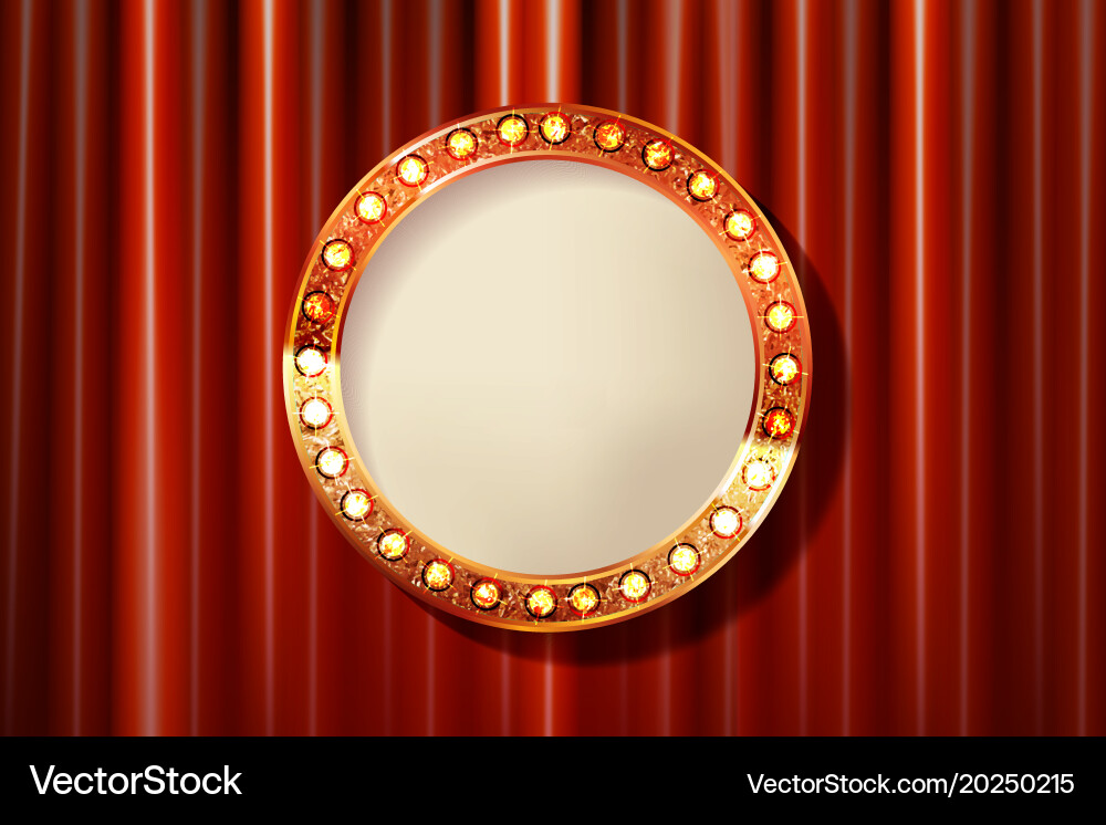 Cinema golden round frame Royalty Free Vector Image