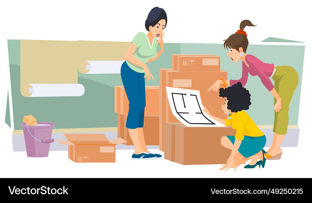 Cute characters make repair for internet Vector Image