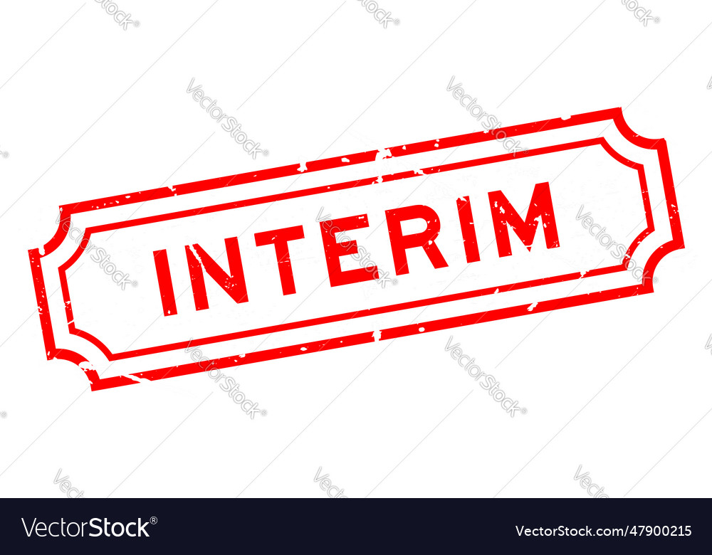 Grunge red interim word rubber seal stamp Vector Image