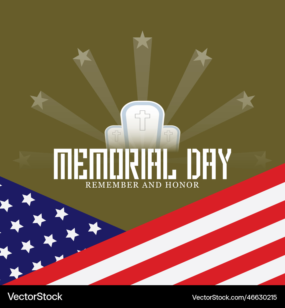 Memorial day post design with flag and army Vector Image
