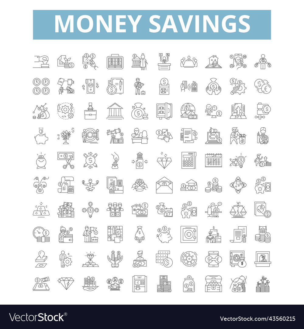 Money savings icons line symbols web signs Vector Image