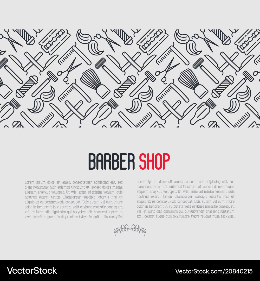 Monochrome barber shop concept Royalty Free Vector Image