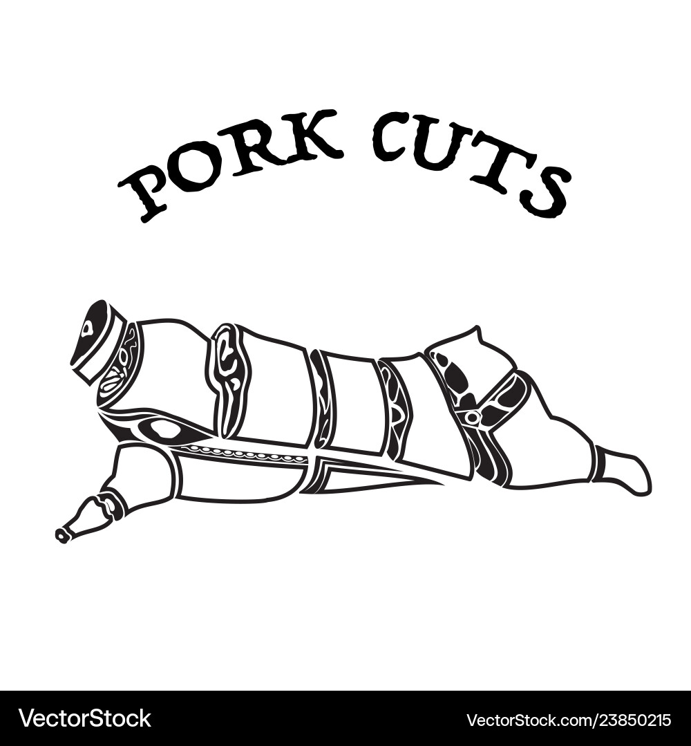 Pork cuts icon on white background for graphic Vector Image