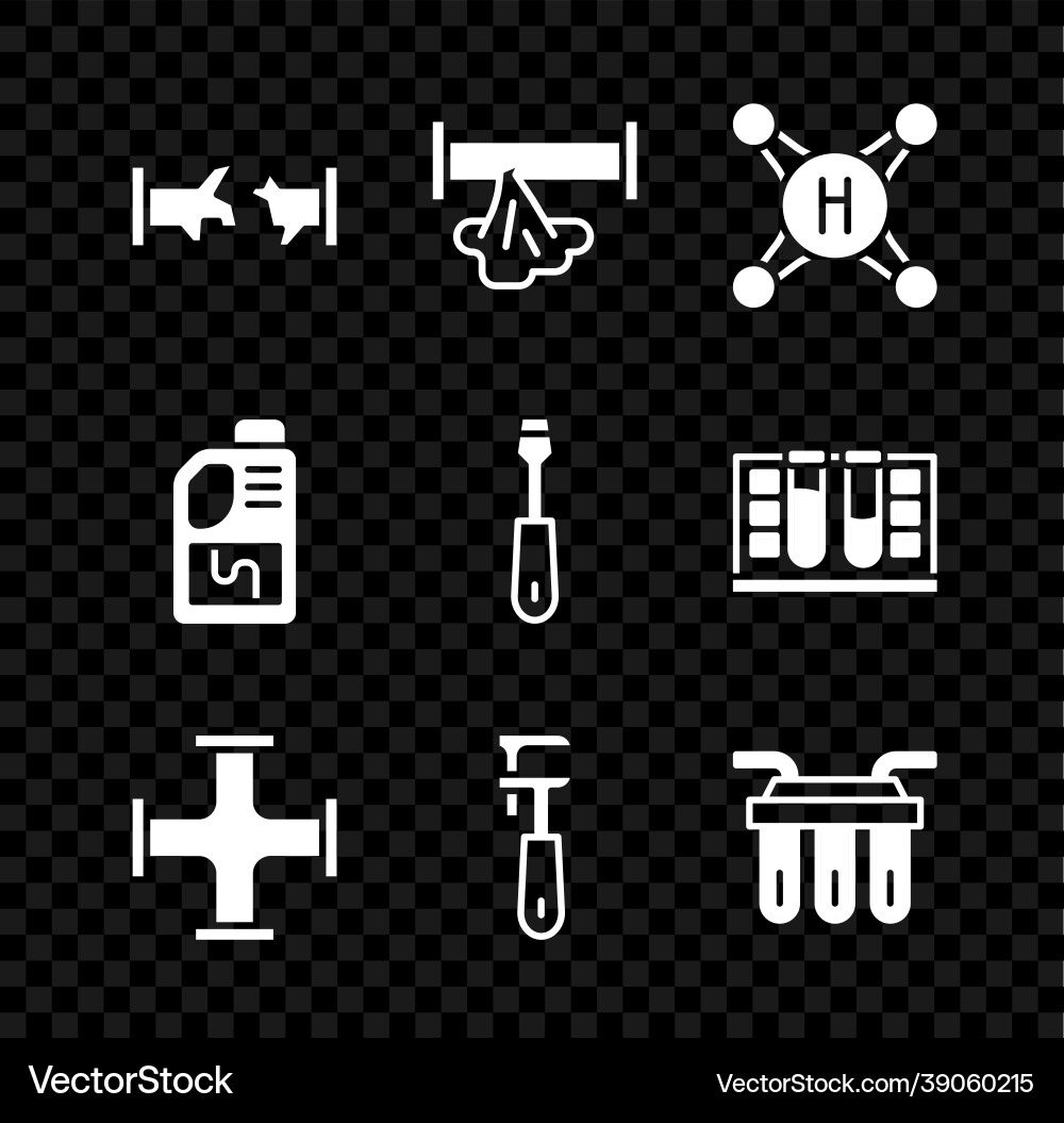 Set broken pipe water tap industry metallic Vector Image