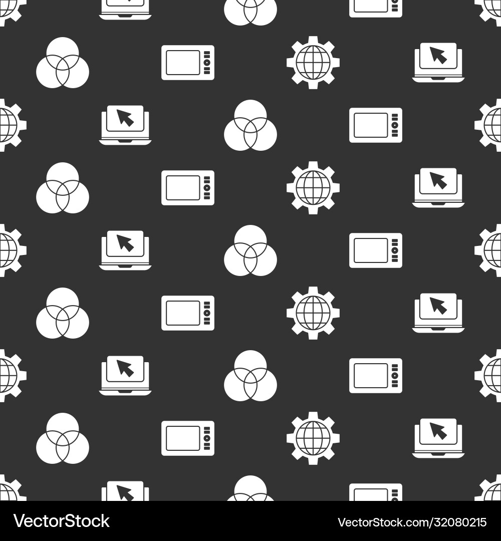 Set globe earth and gear laptop and cursor Vector Image